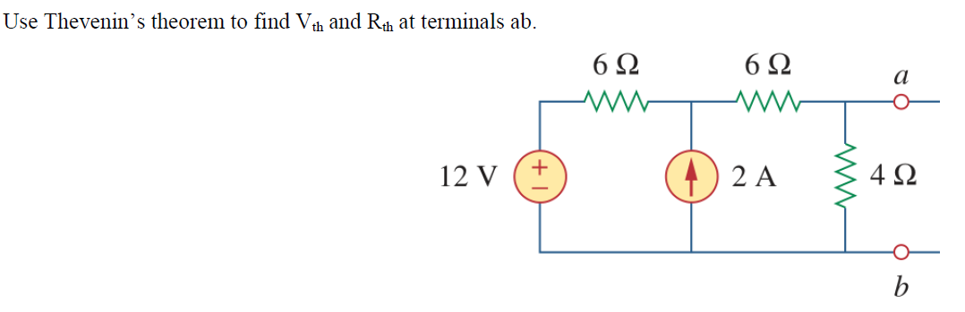 Solved Use Thevenin's theorem to find Vth and Rth at | Chegg.com