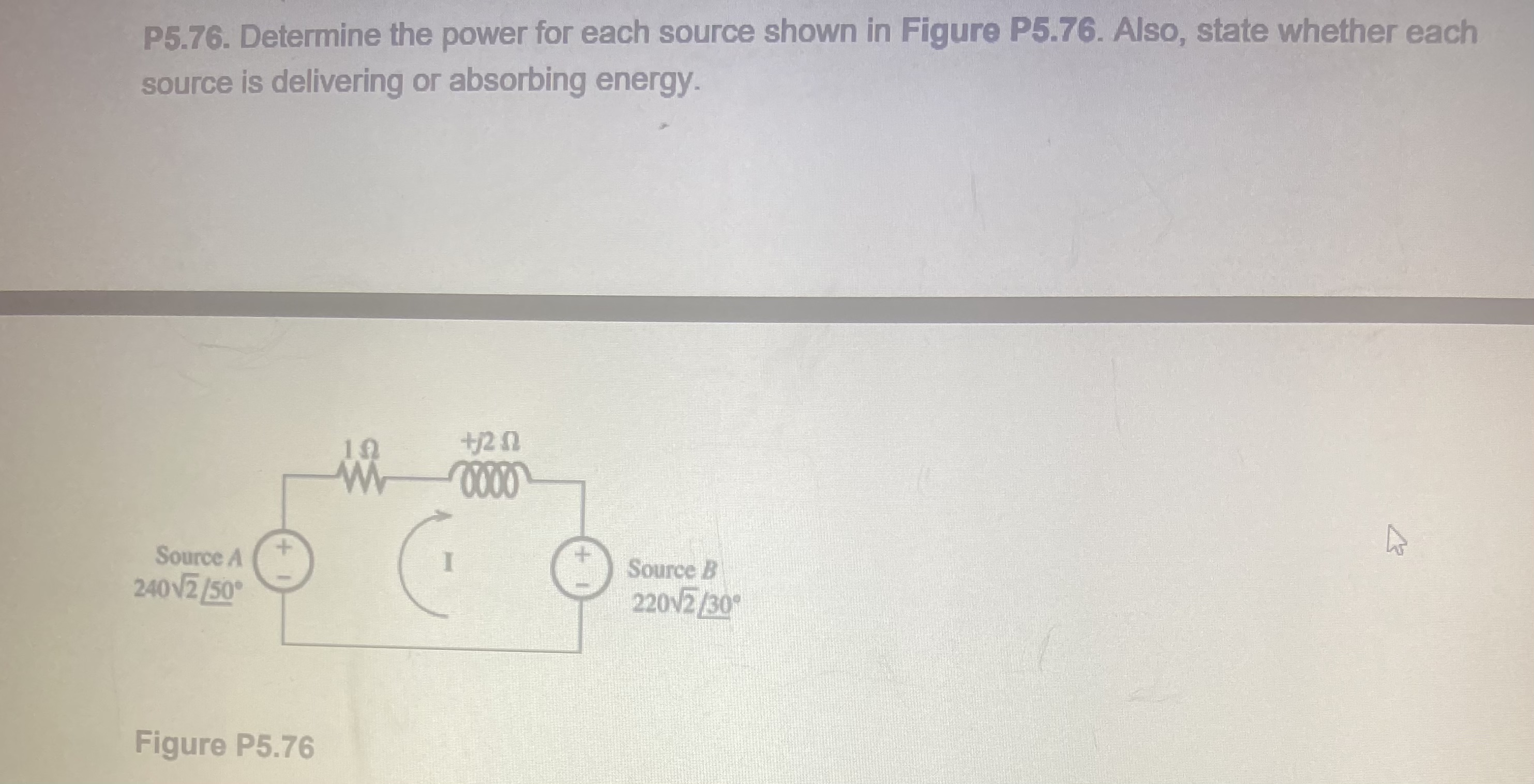 Solved P5.76. Determine the power for each source shown in | Chegg.com