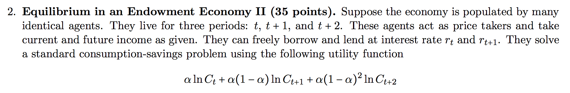2. Equilibrium in an Endowment Economy II (35 | Chegg.com