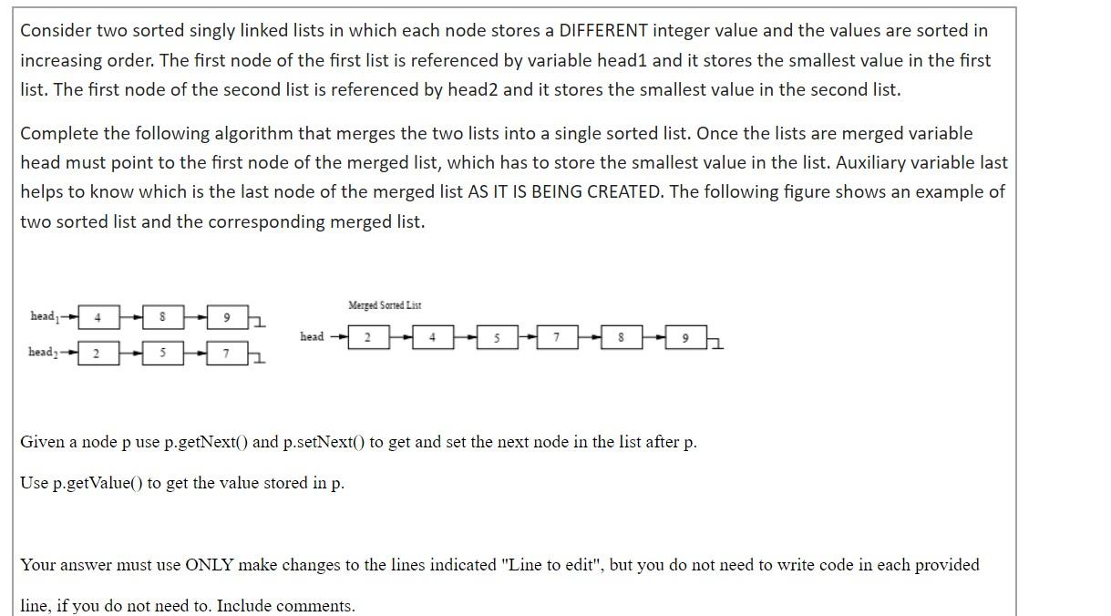Solved Consider two sorted singly linked lists in which each | Chegg.com