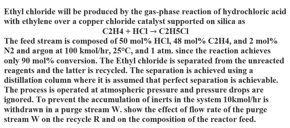 Solved Ethyl chloride will be produced by the gas-phase | Chegg.com