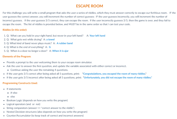 Solved For this challenge you will write a small program | Chegg.com