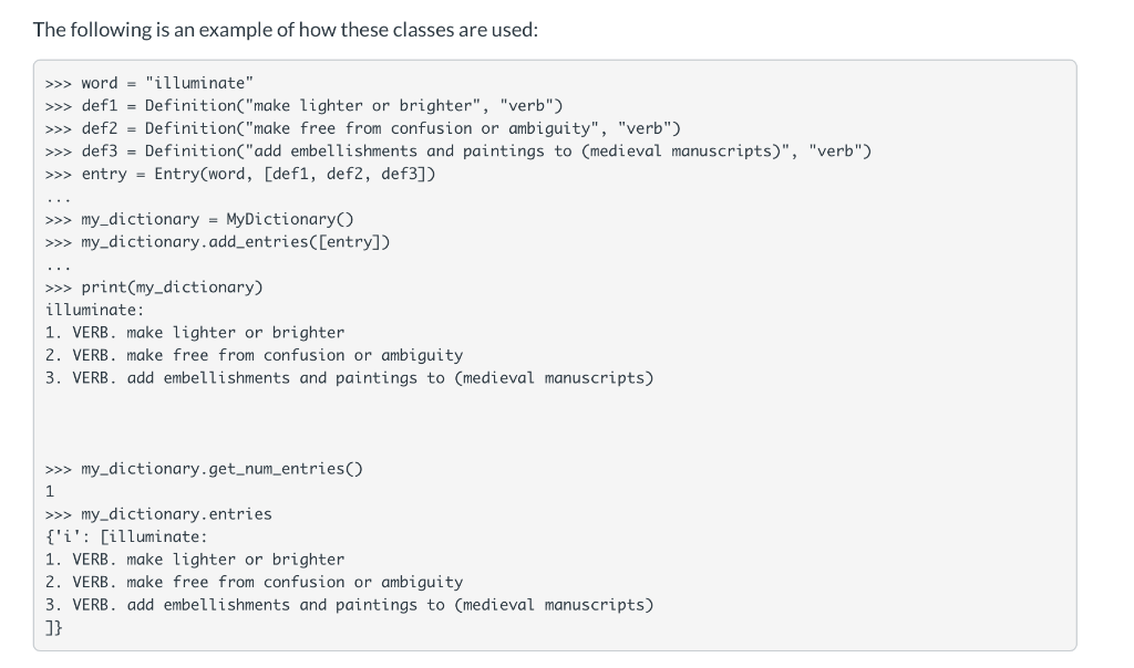 Solved Data Structures For Each Class A Repr Method Is 
