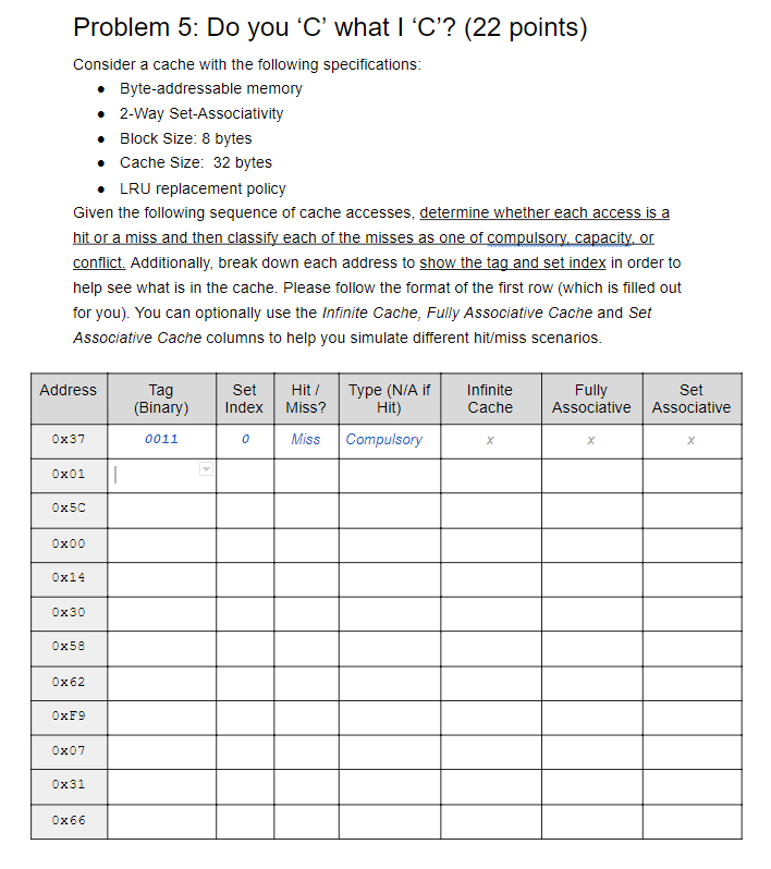 Problem 5: Do you 'C' what I'C'? (22 points) Consider | Chegg.com