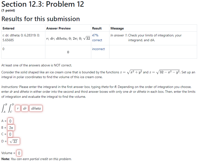 Solved Section 12.3: Problem 12 (1 point) Results for this | Chegg.com