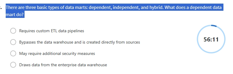 Solved There Are Three Basic Types Of Data Marts Dependent 0663
