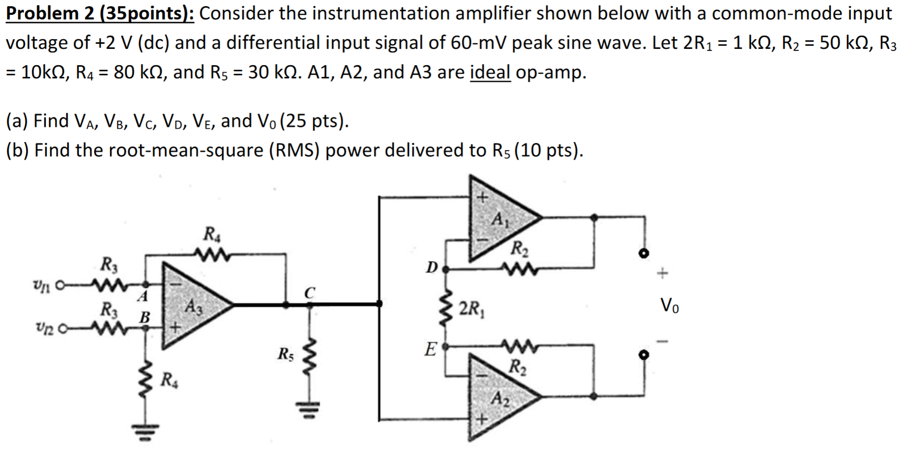 Solved Problem 2 (35 points): Consider the instrumentation | Chegg.com