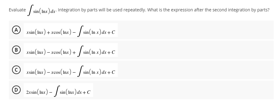 Solved Evaluate sin (Inx) sin (Inx) dx. Integration by parts | Chegg.com