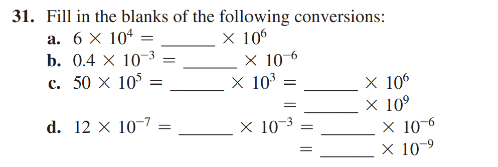 Solved 1. Fill in the blanks of the following conversions: | Chegg.com