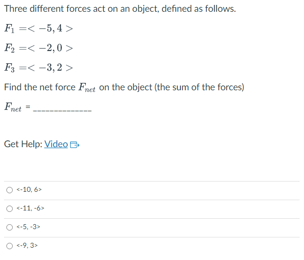 Solved Three different forces act on an object, defined as | Chegg.com