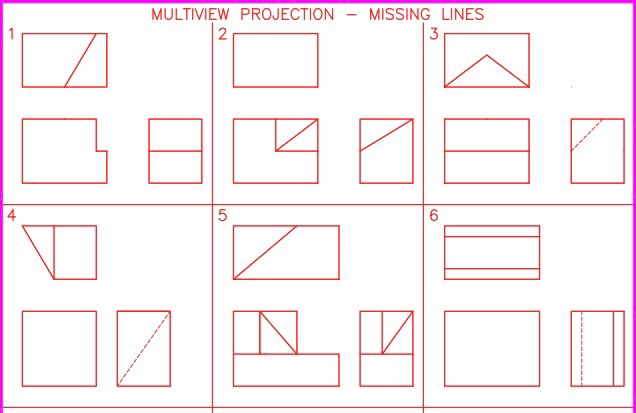 Solved MULTIVIEW PROJECTION-MISSING LINES 2 4 6 | Chegg.com