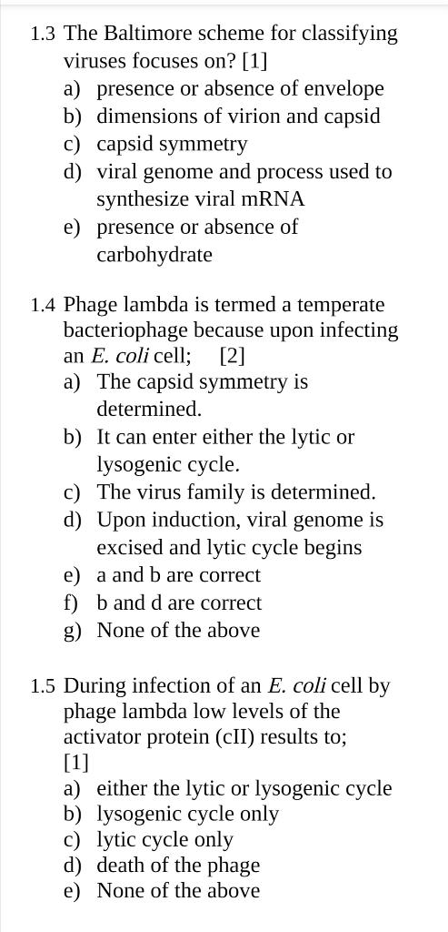 Solved 1.3 The Baltimore scheme for classifying viruses | Chegg.com