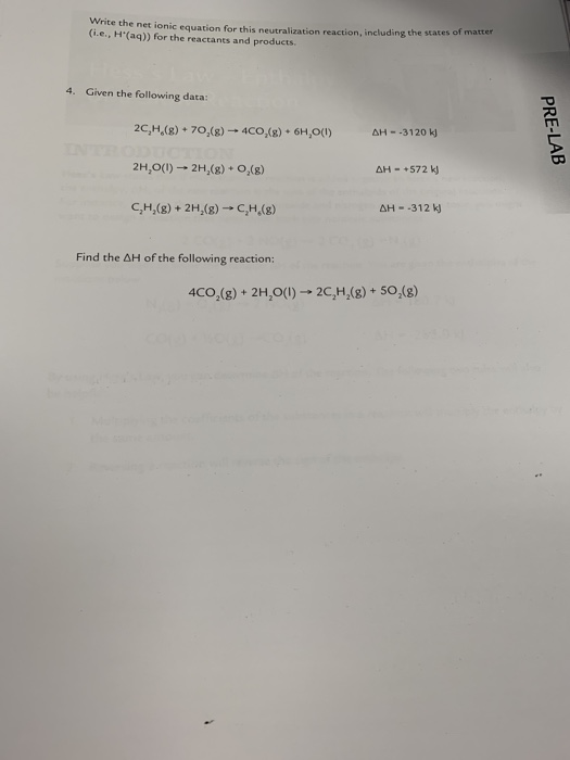 Solved Write the net ionic equation for this neutralization | Chegg.com