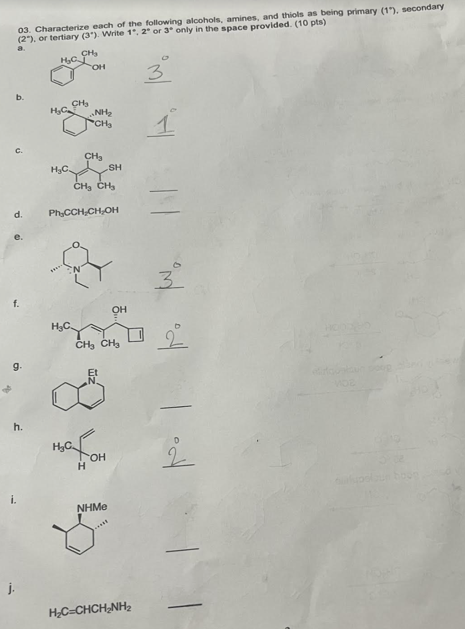 Solved Characterize each of the following alcohols, amines, | Chegg.com