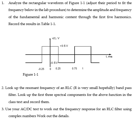 Solved 1. Analyze the rectangular waveform of Figure 1-1 | Chegg.com
