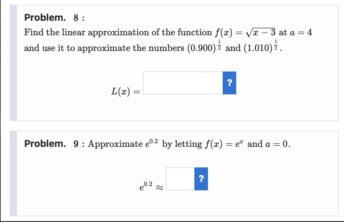 Solved Problem. 8: Find The Linear Approximation Of The 