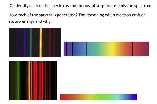 Solved (C) Identify each of the spectra as continuous, | Chegg.com