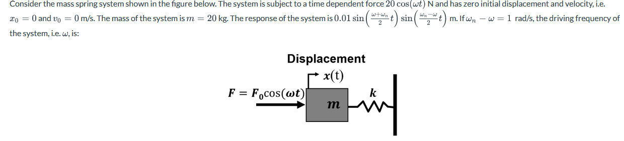 Solved Consider the mass spring system shown in the figure | Chegg.com