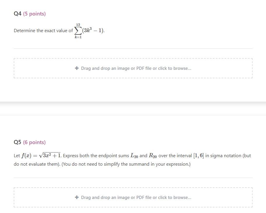 Solved Determine the exact value of ∑k=112(3k3−1) Q5 (6 | Chegg.com