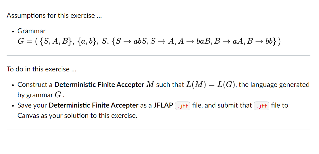 Solved Assumptions for this exercise ... - Grammar | Chegg.com