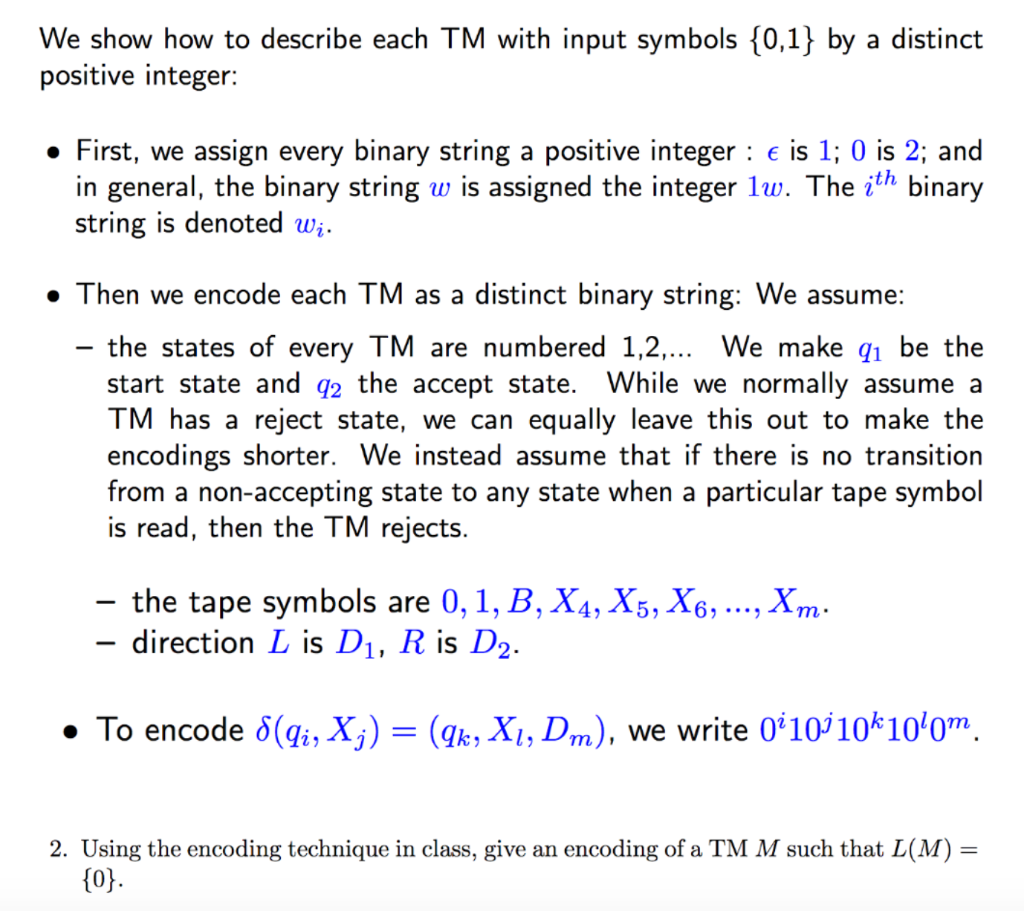 We show how to describe each TM with input symbols | Chegg.com