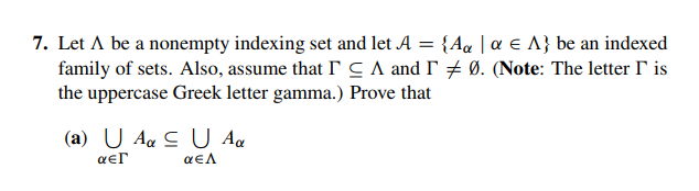 Solved 7. Let Λ be a nonempty indexing set and let A-(Αα 1 α | Chegg.com