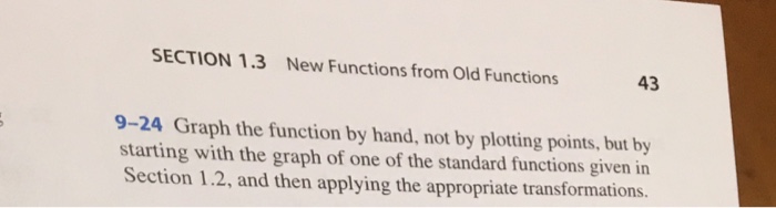 Solved SECTION 1.3 New Functions from Old Functions 43 9-24 | Chegg.com