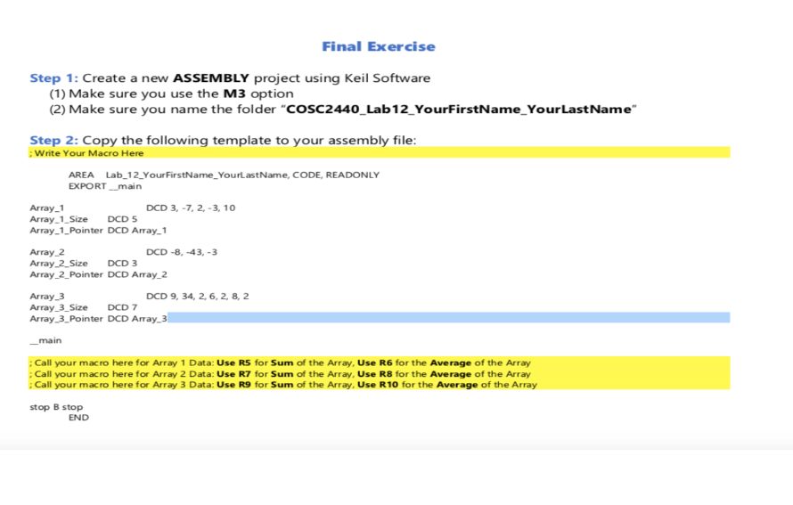 Solved Step 1: Create a new ASSEMBLY project using Keil | Chegg.com