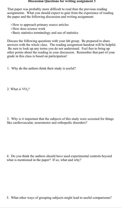 Discussion Questions for writing assignment 3 That | Chegg.com