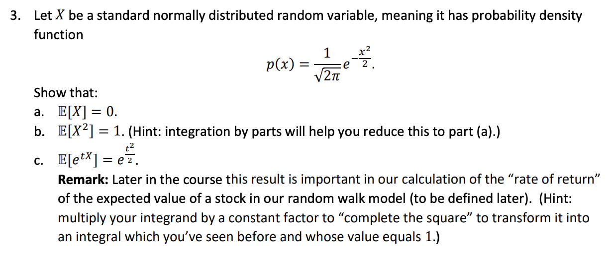 Solved 3. Let X be a standard normally distributed random | Chegg.com