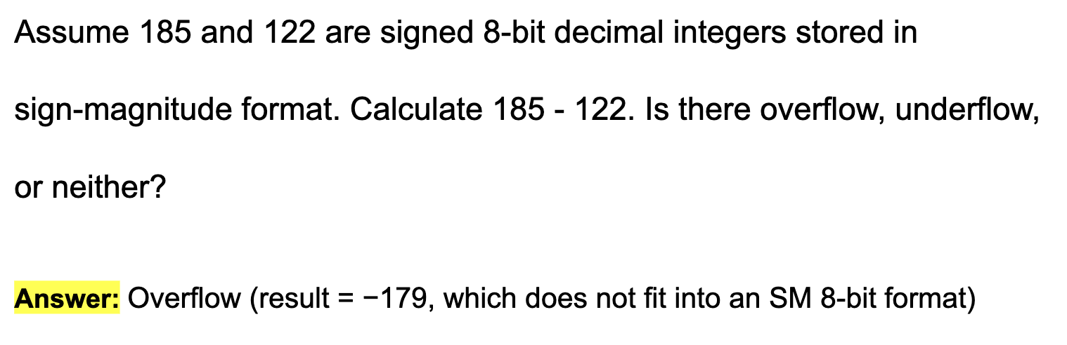 Solved Assume 185 and 122 are signed 8-bit decimal integers | Chegg.com