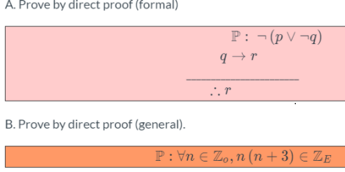 Solved A. Prove by direct proof (formal) P: -(pV -9) 9 +7 | Chegg.com