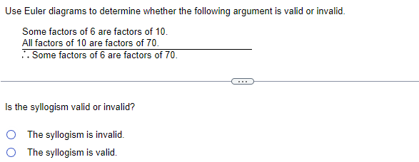 Solved Use Euler diagrams to determine whether the following | Chegg.com