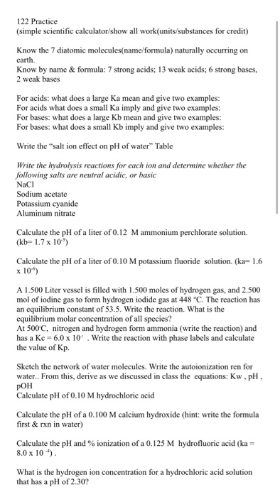 Solved 122 Practice (simple scientific calculator/show all | Chegg.com