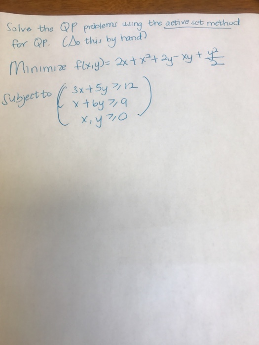 Solved Solve the QP problems using the active set method for | Chegg.com