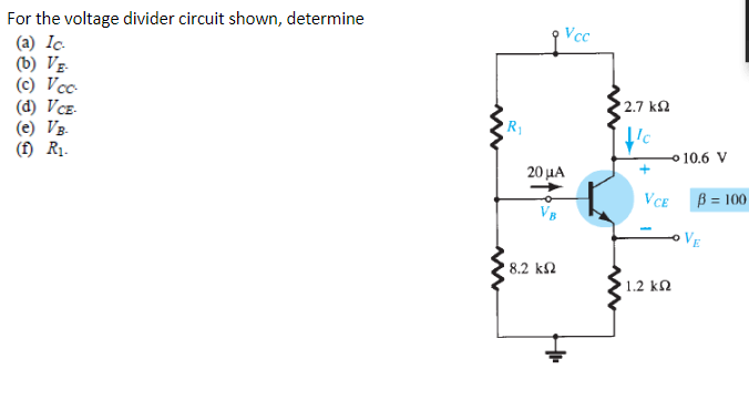 Solved proc V cc For the voltage divider circuit shown, | Chegg.com