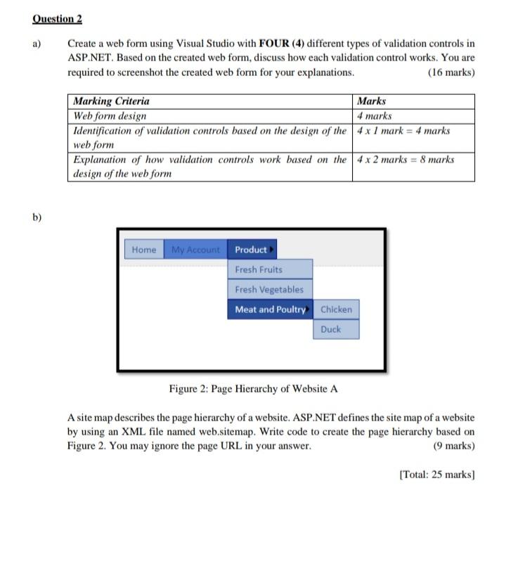 Solved Question 2 a) Create a web form using Visual Studio | Chegg.com