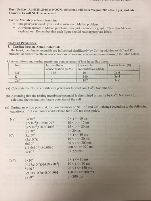 Solved Due: Friday, April 28,2016 at NOON. Solutions will be | Chegg.com