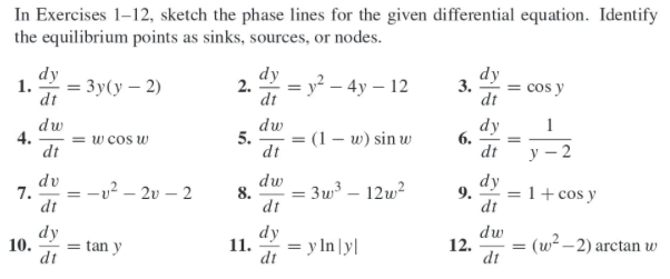 Solved In Exercises 1-12, sketch the phase lines for the | Chegg.com
