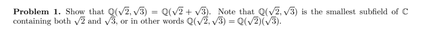 Solved Problem 1. Show that Q(V2, V3) = Q(V2 + V3). Note | Chegg.com