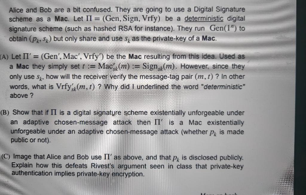 Alice and Bob are a bit confused. They are going to | Chegg.com