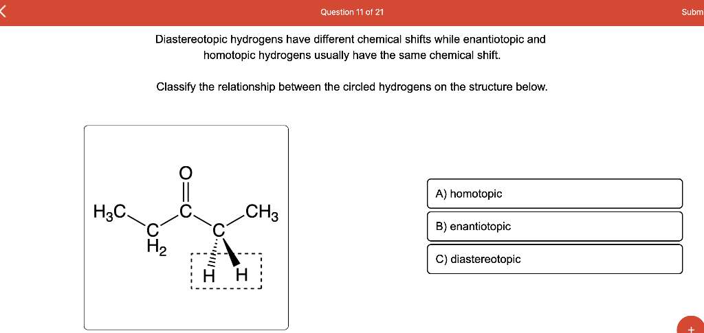 Solved Diastereotopic hydrogens have different chemical | Chegg.com