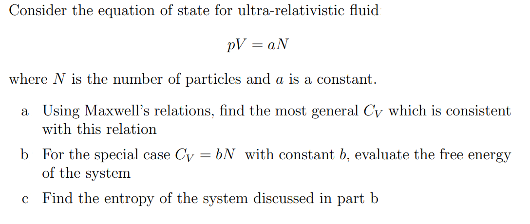 Consider the equation of state for ultra-relativistic | Chegg.com