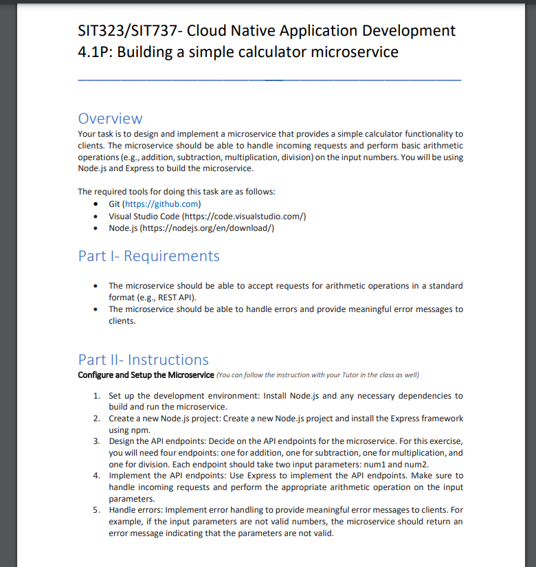 Solved SIT323/SIT737- Cloud Native Application Development | Chegg.com