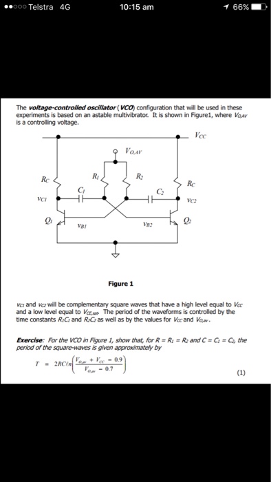 Solved The voltage-controlled oscillator (VCO) configuration | Chegg.com