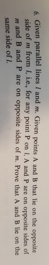 Solved Given parallel lines I and m. Given points A and B | Chegg.com
