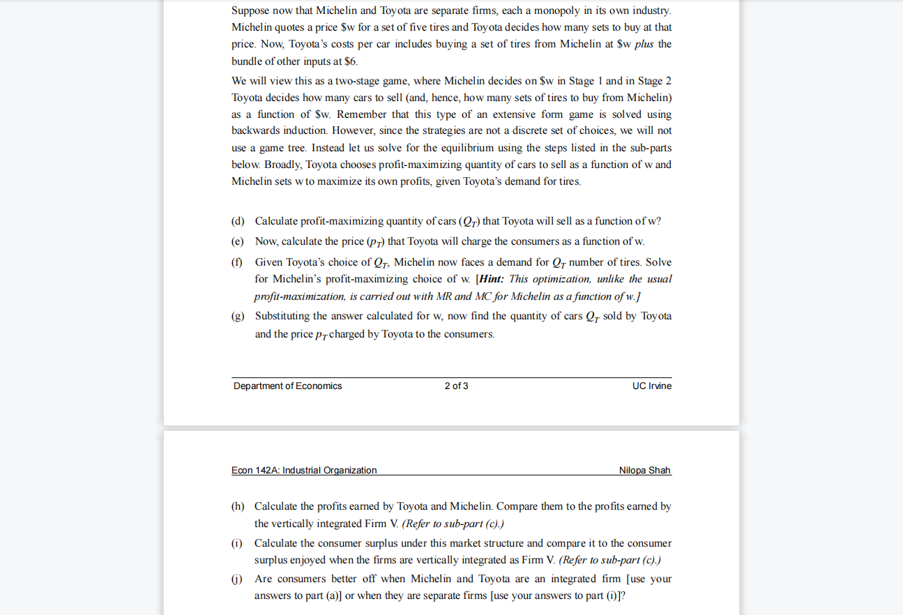 Solved Question 3 (Double Marginalization) Suppose that | Chegg.com
