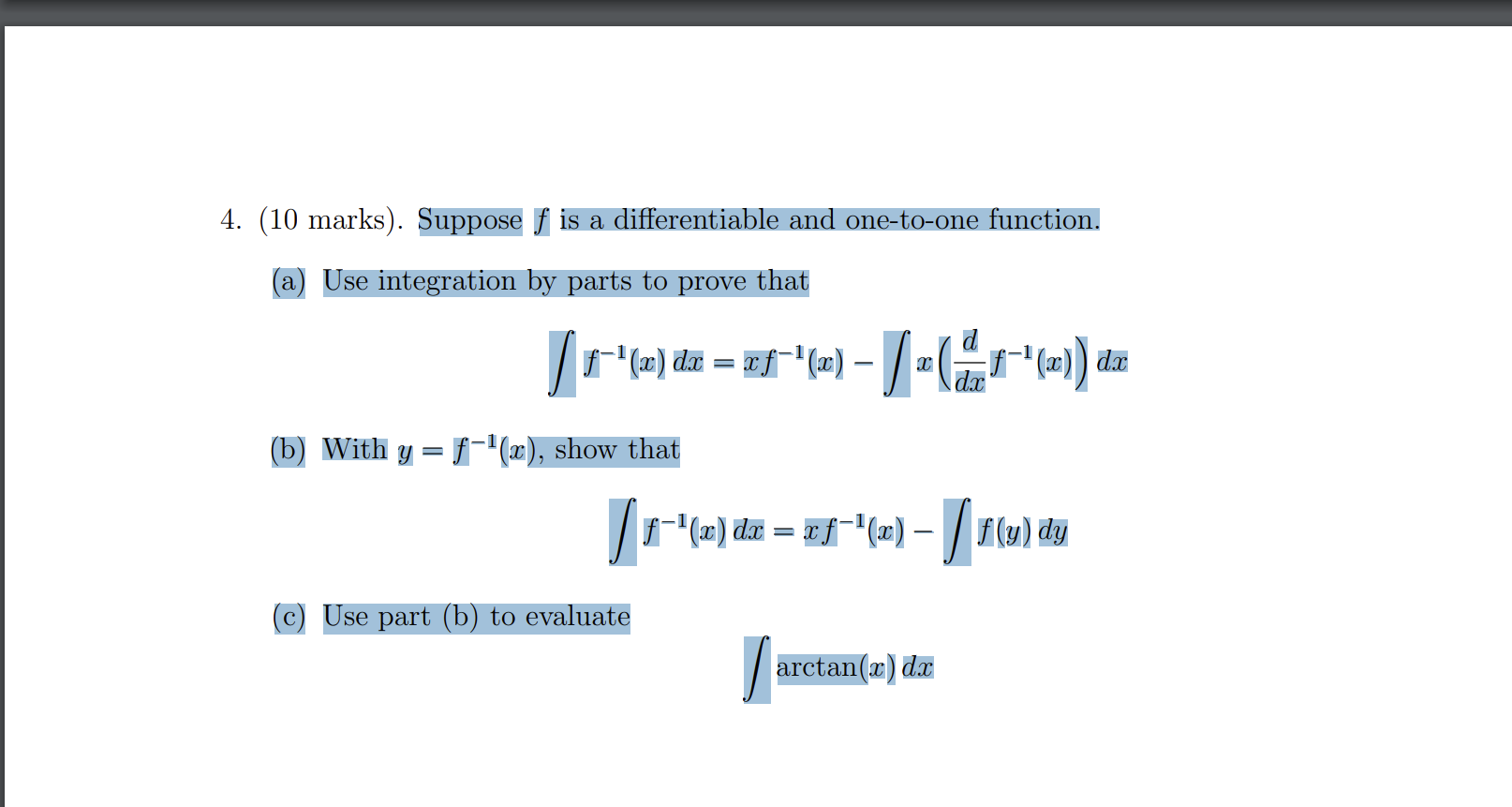 Solved 4. (10 marks). Suppose f is a differentiable and | Chegg.com