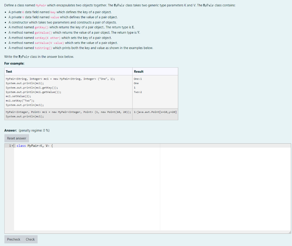 Solved Define a class named MyPair which encapsulates two | Chegg.com
