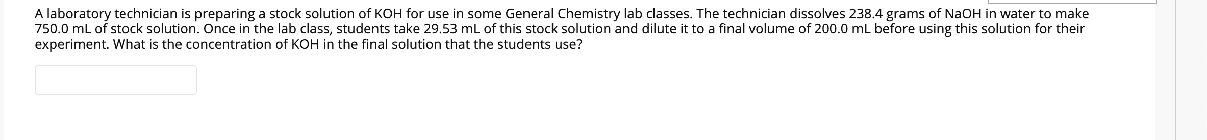 Solved A laboratory technician is preparing a stock solution | Chegg.com